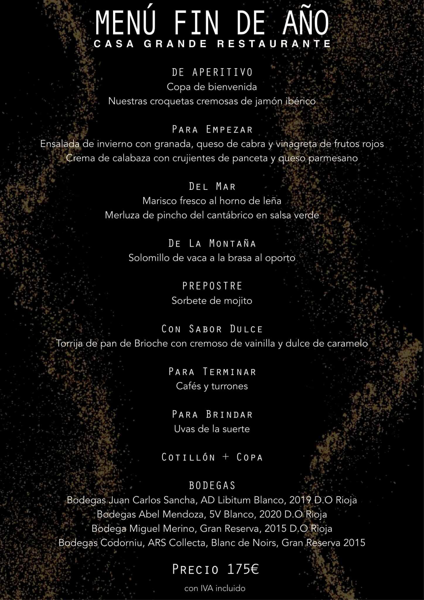 Menú Fin de Año 2021 - Hotel Casa Grande